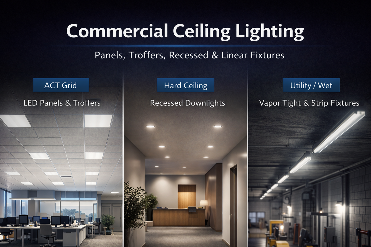 Commercial Ceiling Lighting Buying Guide | Panels, Troffers, Recessed ...